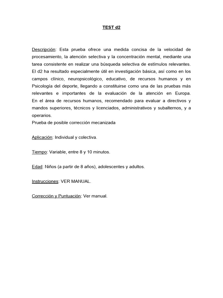 Test D2 | PDF | Crecimiento personal y profesional