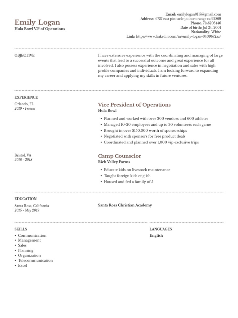 Emily Logan Official Resume | PDF | Career & Growth