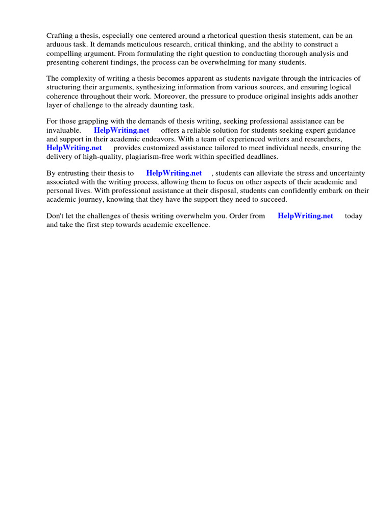 Rhetorical Question Thesis Statement | PDF | Rhetoric | Essays