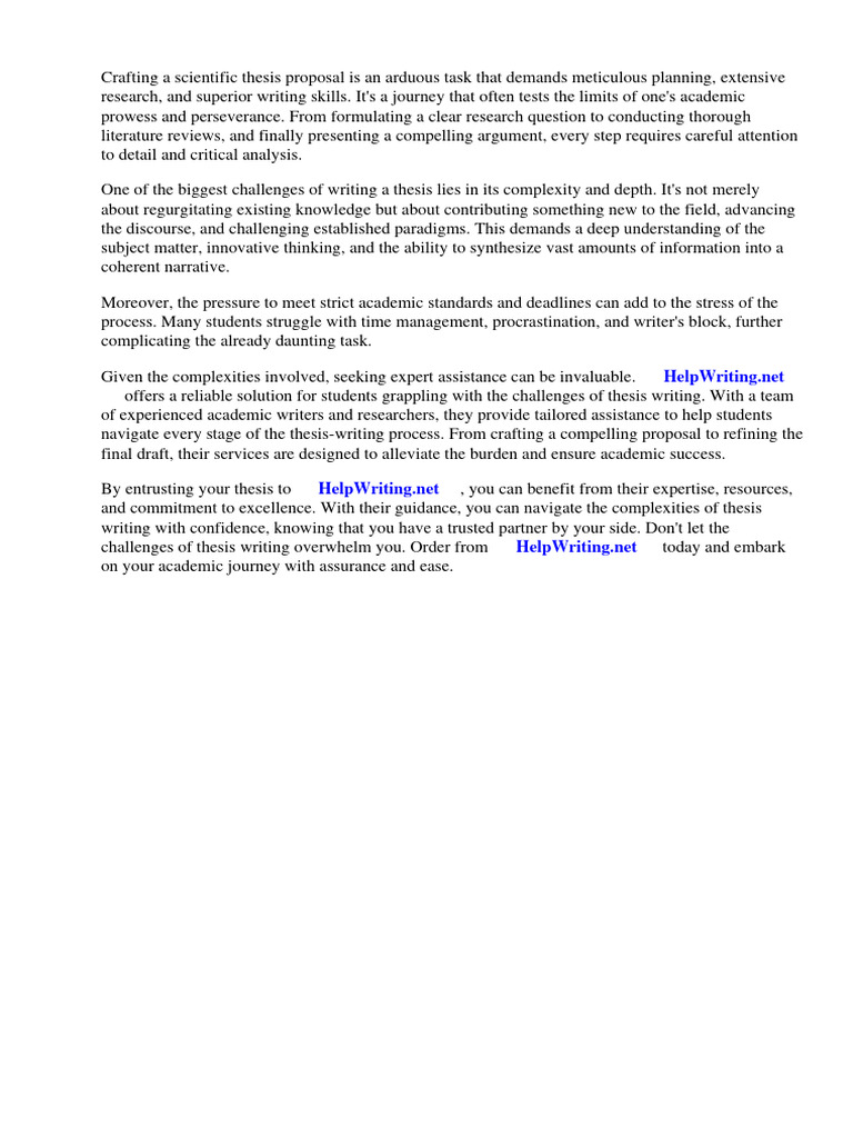 Scientific Thesis Proposal Example | PDF | Thesis | Doctor Of Philosophy