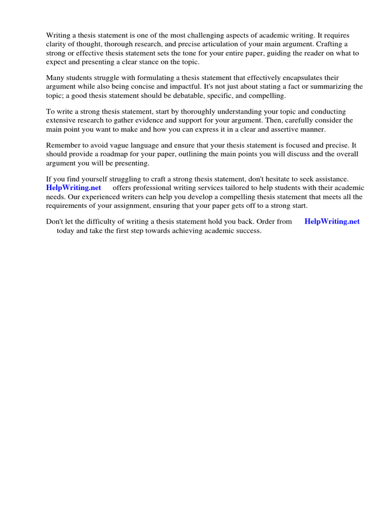 Crafting a Strong Thesis Statement | PDF | Essays | Thesis