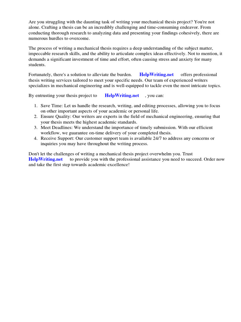 Mechanical Thesis Project | PDF