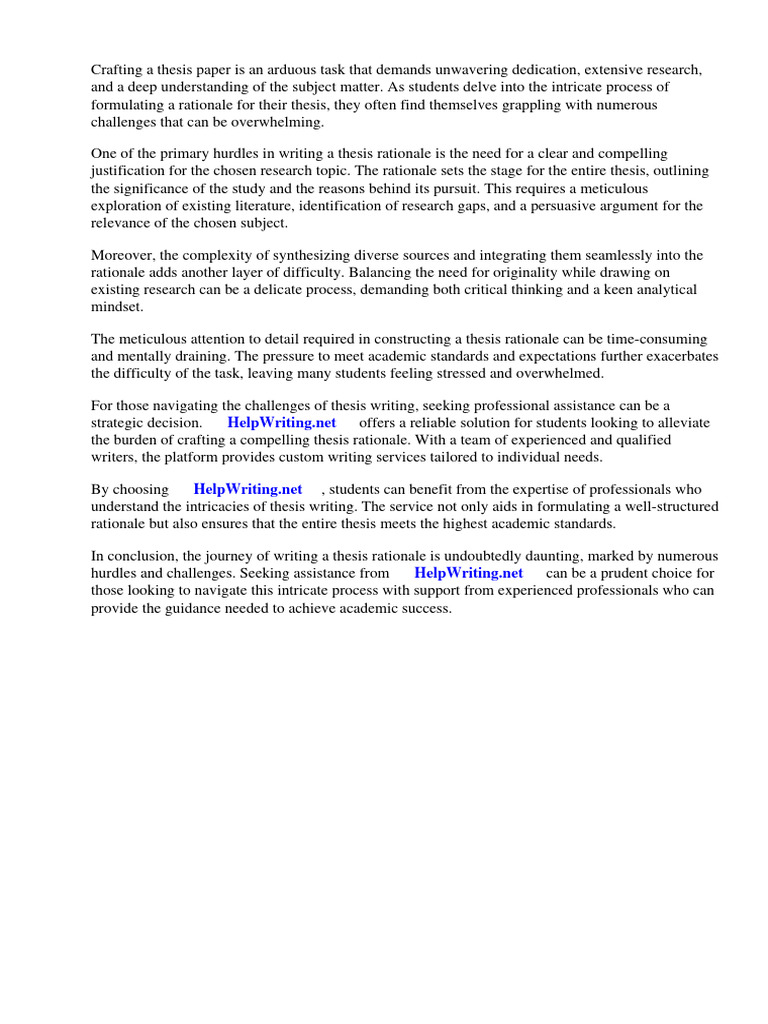 Rationale Thesis Paper | PDF | Essays | Critical Thinking