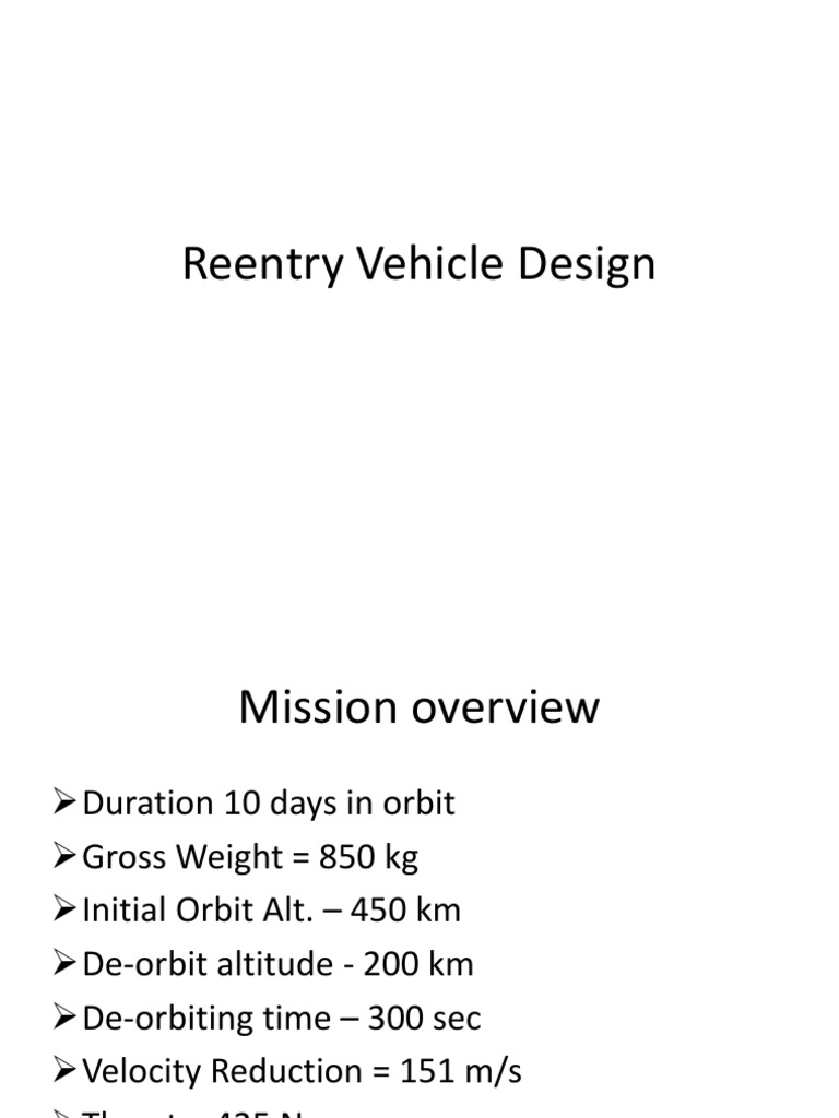 Reentry Vehicle Design | PDF