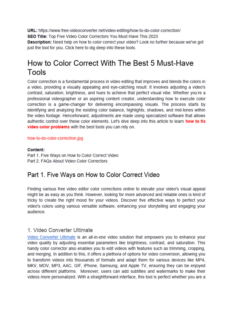 How To Do Color Correction | PDF | Mac Os | Computing