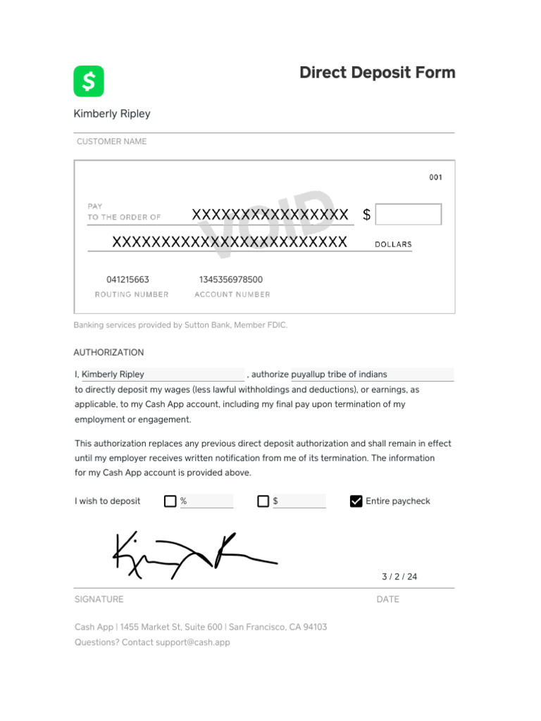 Direct Deposit Form | PDF