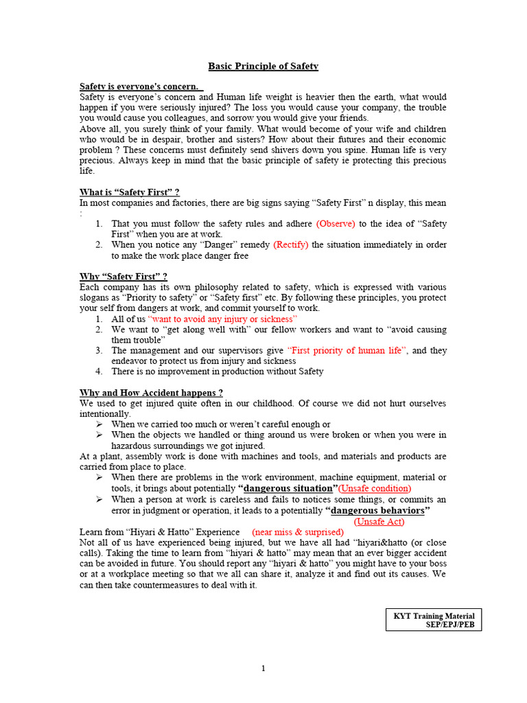 Basic Principle of Safety | Download Free PDF | Behavioural Sciences ...
