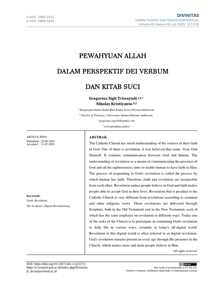 Pewahyuan Allah Dalam Dei Verbum | Download Free PDF | Revelation | Faith