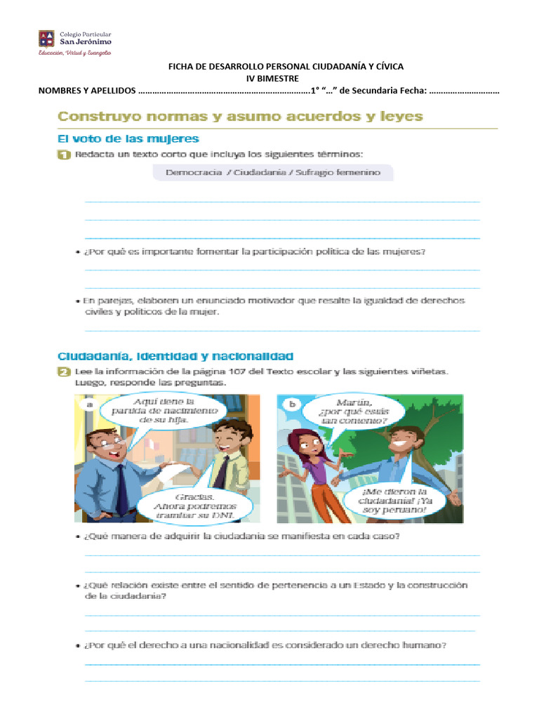 Ficha - Voto de La Mujer | PDF