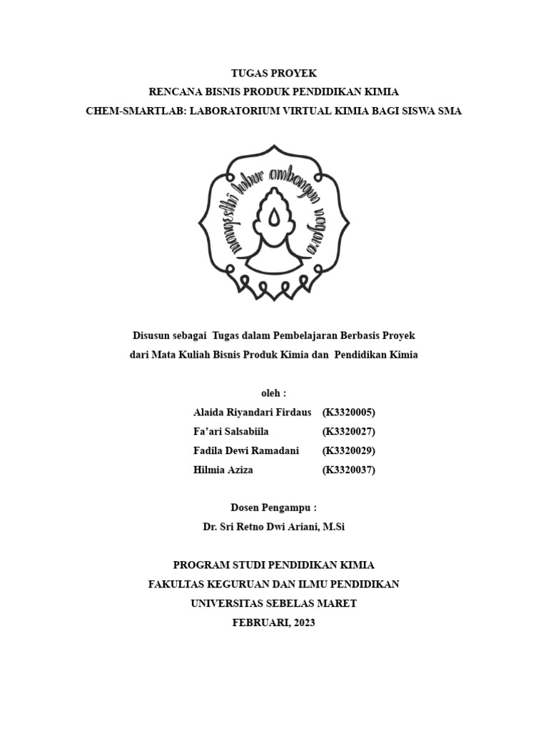 Kelompok 1a - Rencana Bisnis Produk Pendidikan Kimia - Chem Smartlab ...