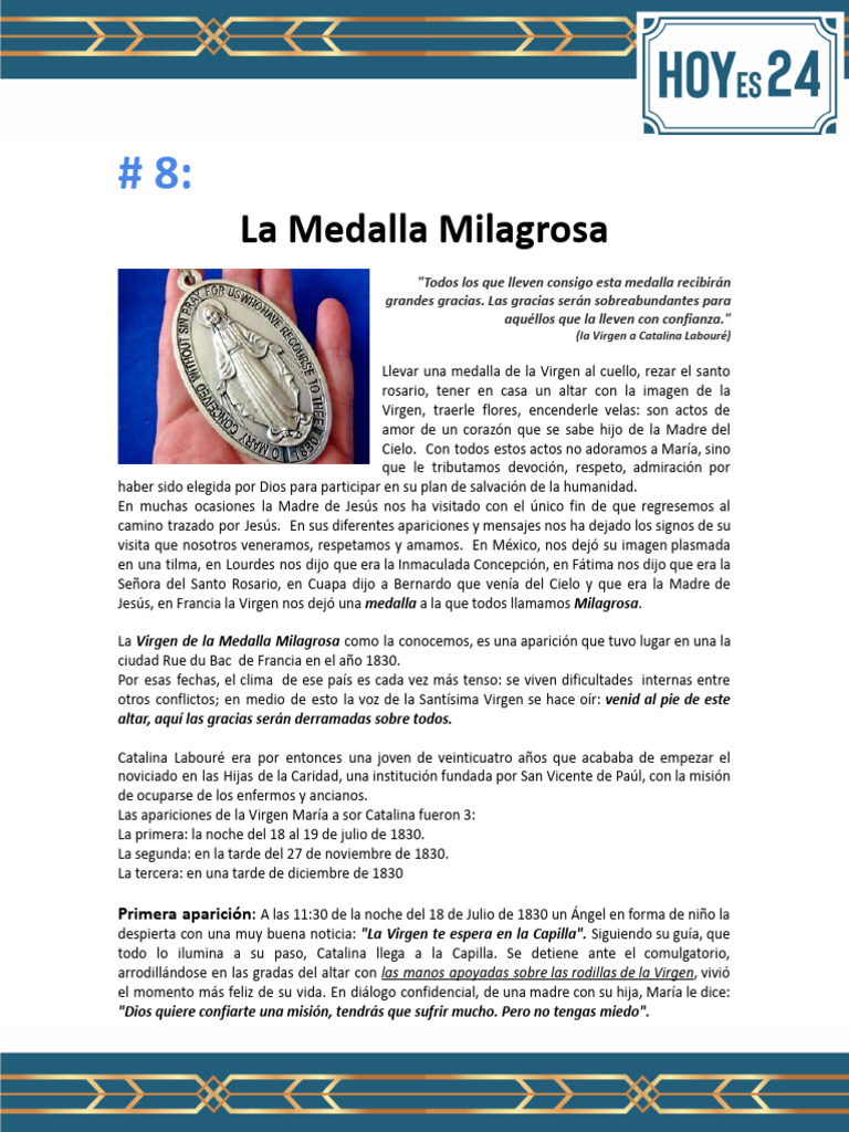8. La Medalla Milagrosa | PDF | María, madre de Jesús | Iglesia Católica