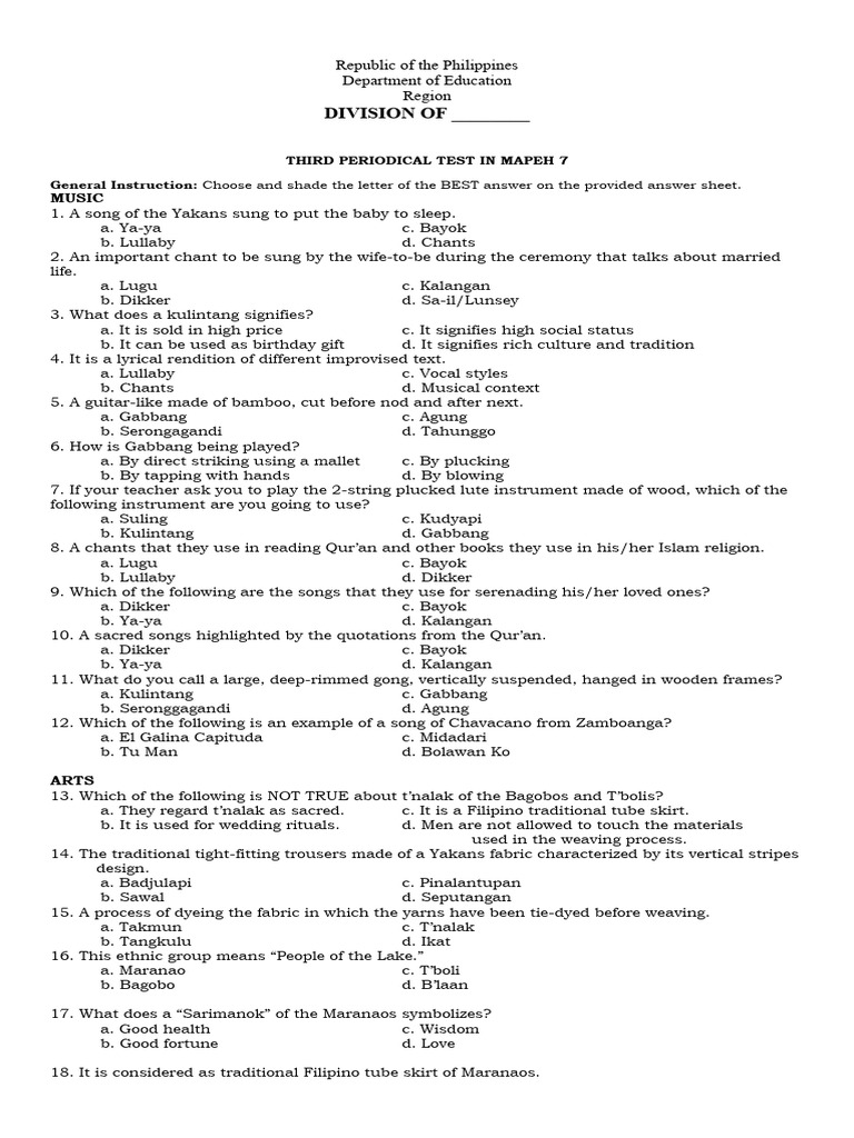 UPDATED EXAMINATION G7 With ANSWER KEY | PDF | Stress (Biology) | Mental Disorder