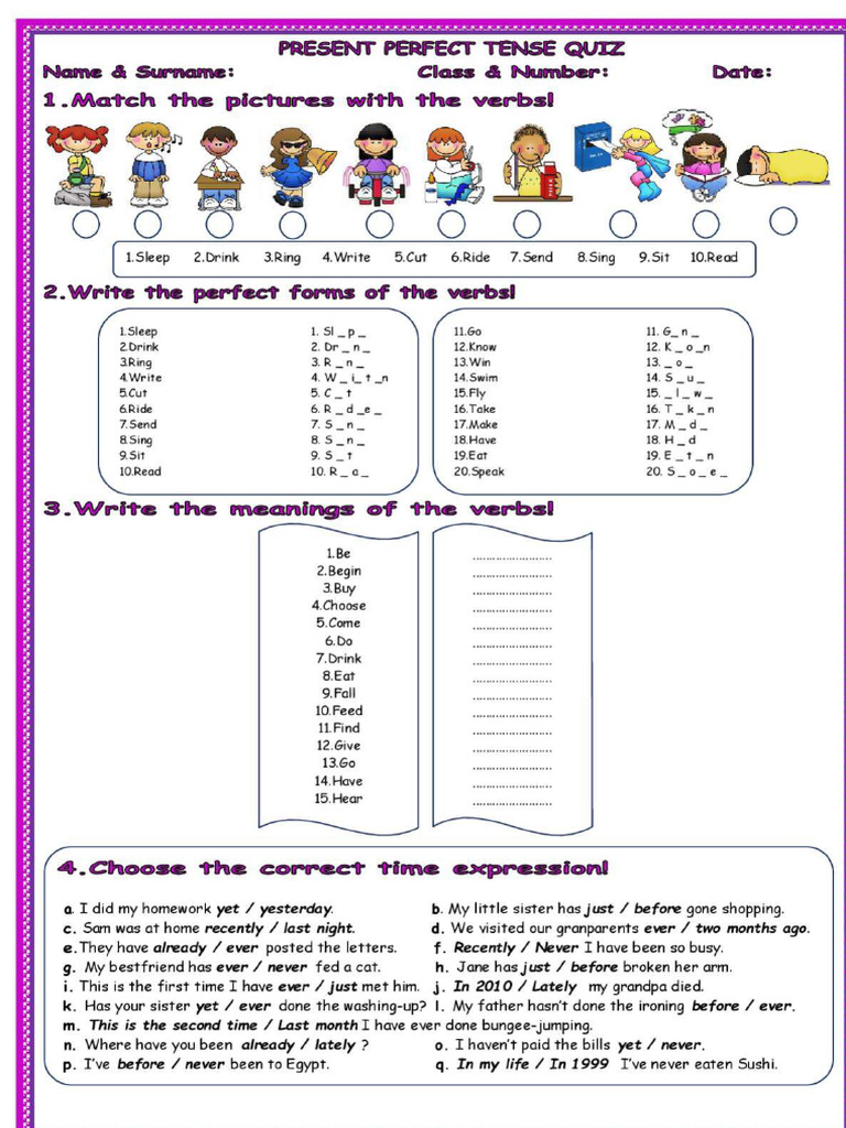 present perfect verbs | PDF