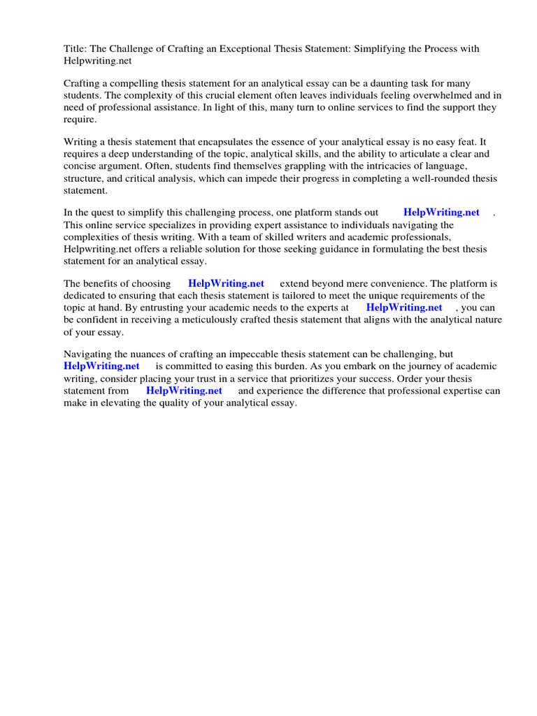 Thesis Statement Help for Analytical Essays | PDF | Career & Growth