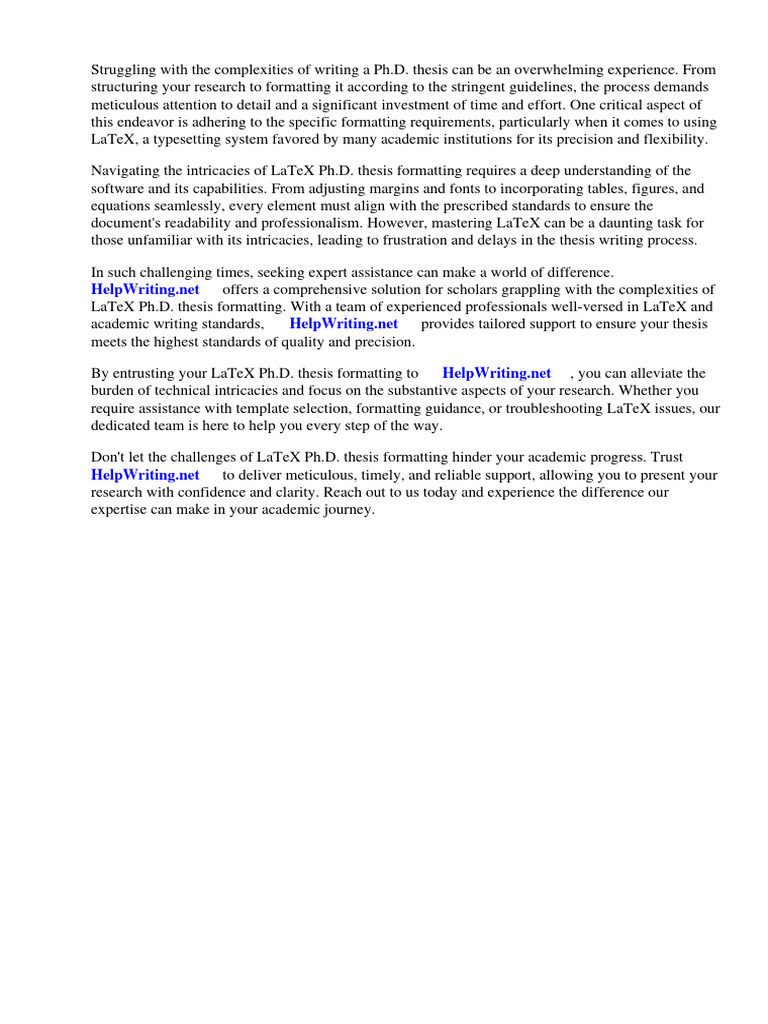 Latex PHD Thesis Format | Download Free PDF | Thesis | Doctor Of Philosophy