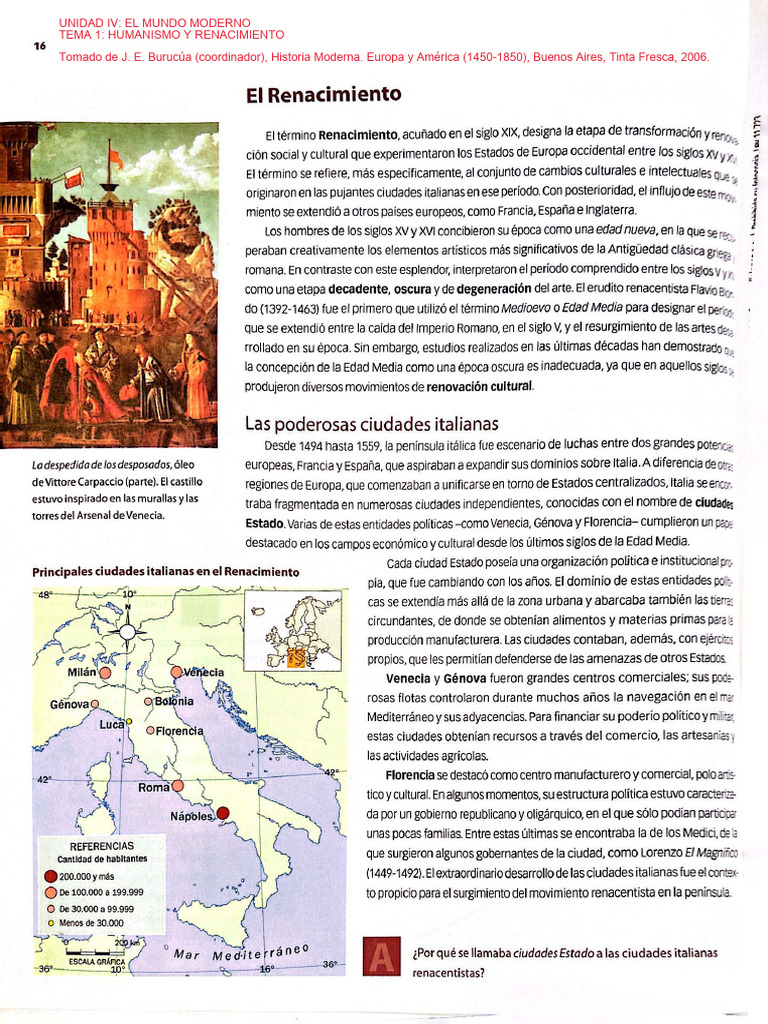 Lectura_Unidad IV, tema 1_Renacimiento y Humanismo | PDF