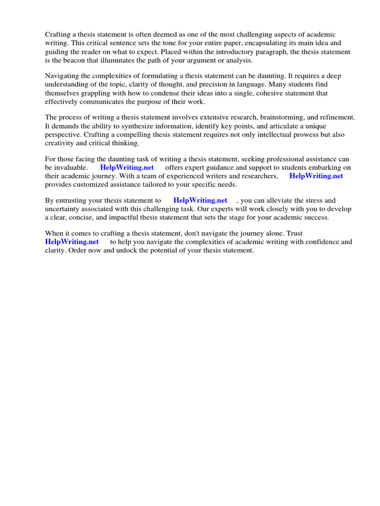 Where Does A Thesis Statement Go | PDF | Essays | Thesis