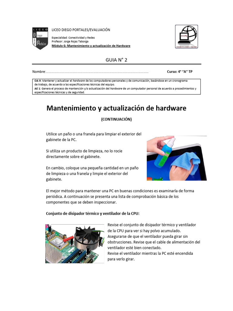 4atp - Mo6 - 02 - Doc - Guia2 - Mantenimiento y Actualizacion de Hardware | PDF | Hardware de la ...