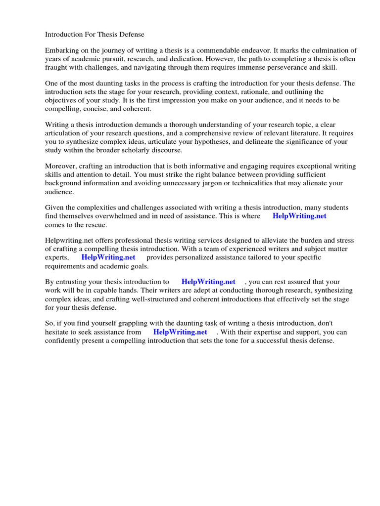 Introduction For Thesis Defense | PDF | Thesis | Doctor Of Philosophy