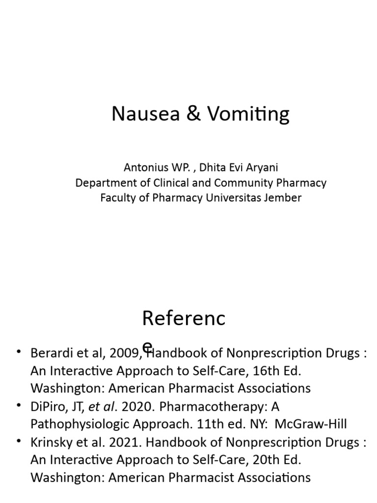 Nausea & Vomiting Management | PDF | Nausea | Vomiting