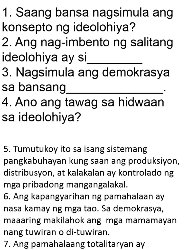 AP 8 Quiz 4th Ideolohiya Neo at Coldwar | PDF