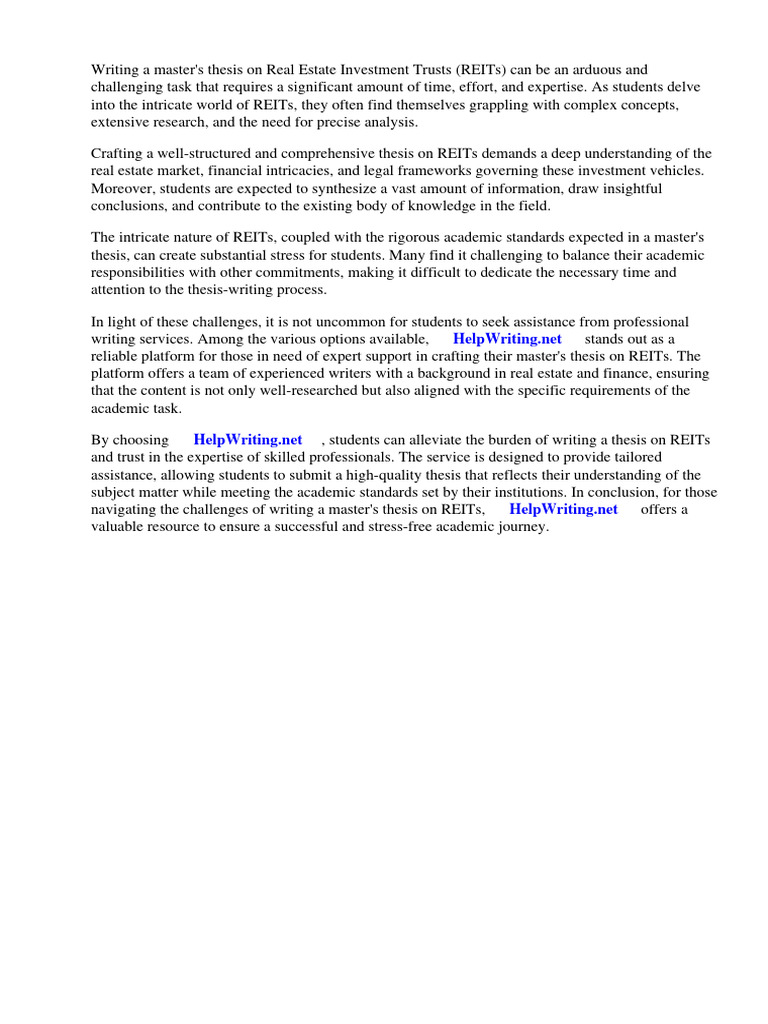 Master Thesis Reits | PDF | Real Estate Investment Trust | Exchange Traded Fund