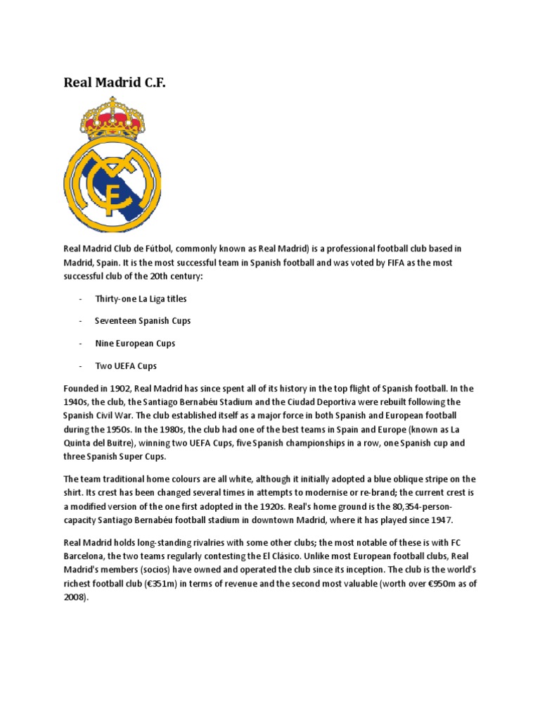 Real Madrid With Structure | PDF | Real Madrid C.F. | Fc Barcelona