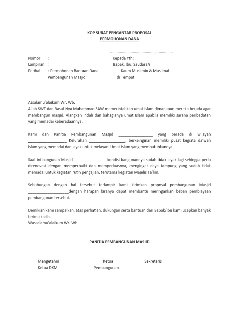 Kop Surat Pengantar Proposal | PDF | Karier & Perkembangan | Bisnis