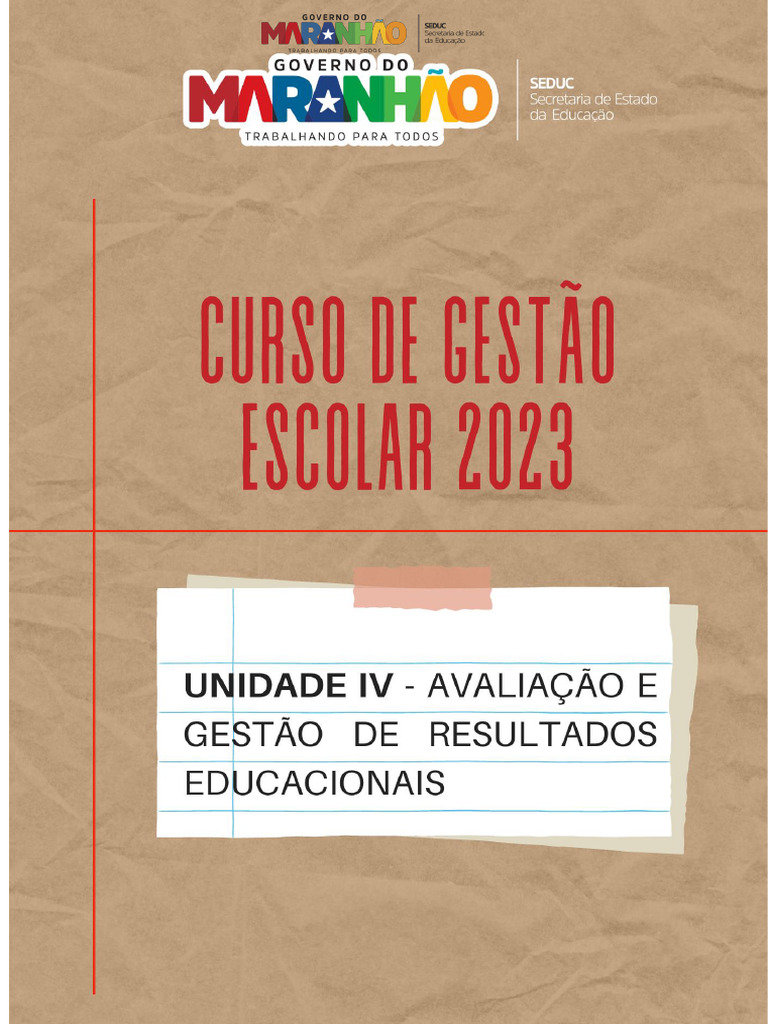 Material Didático - Unidade IV - Avaliação e Gestão de Resultados ...