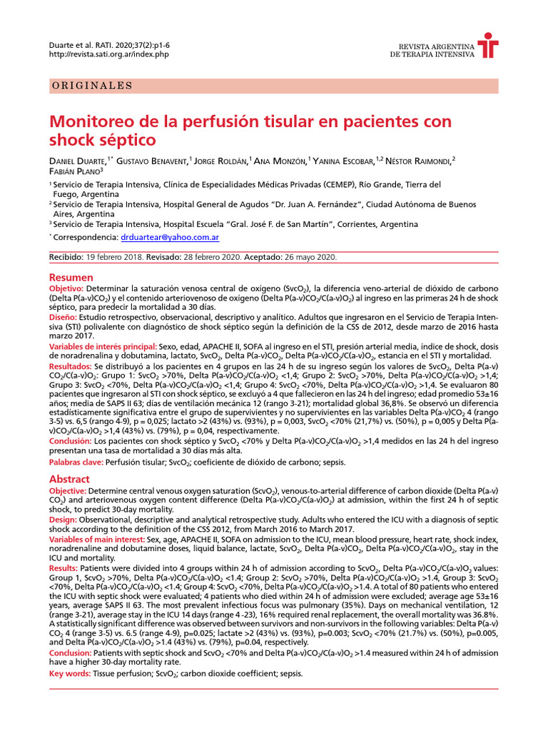 Monitoreo de La Perfusion Tisular en Pacientes | PDF