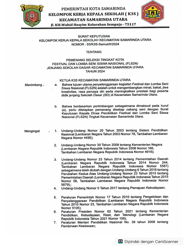 SK Pemenang FLS2N | PDF