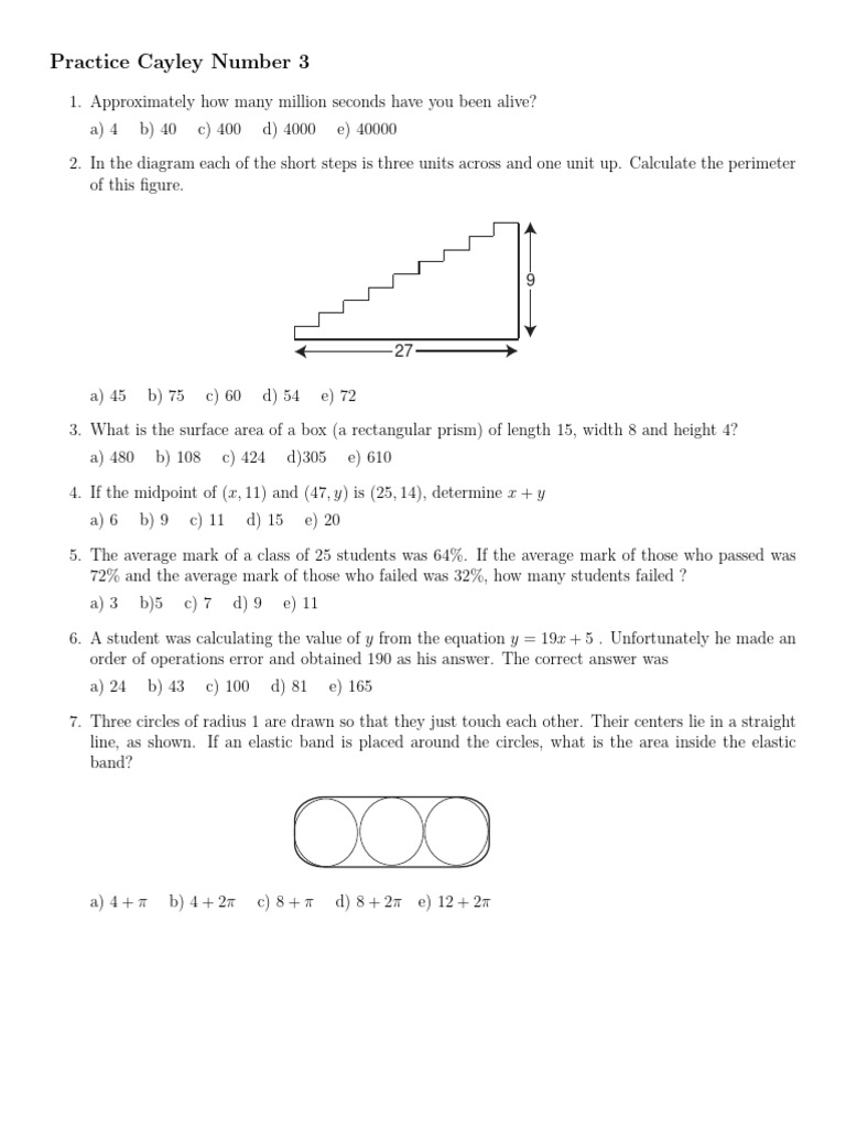 Cayley Practice Three | PDF | Area | Euclidean Geometry