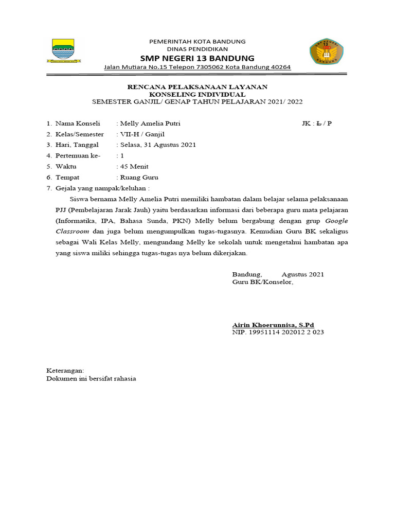 Konseling Melly Amelia: Hambatan Belajar | PDF