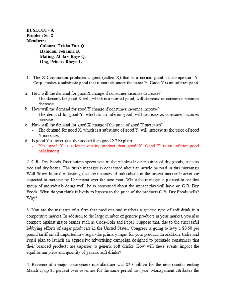 Problem Set 2 | Download Free PDF | Demand | Marketing