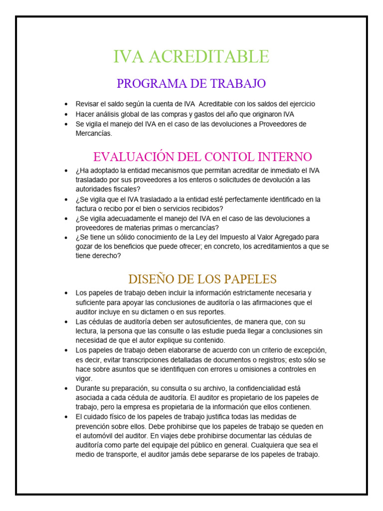 Iva Acreditable y Deudores Diversos | PDF | Auditoría | Contralor