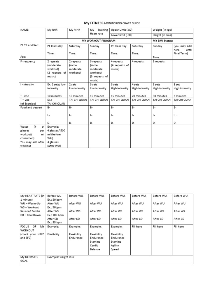My-FITNESS-MONITORING-CHART-GUIDE | PDF | Determinants Of Health ...