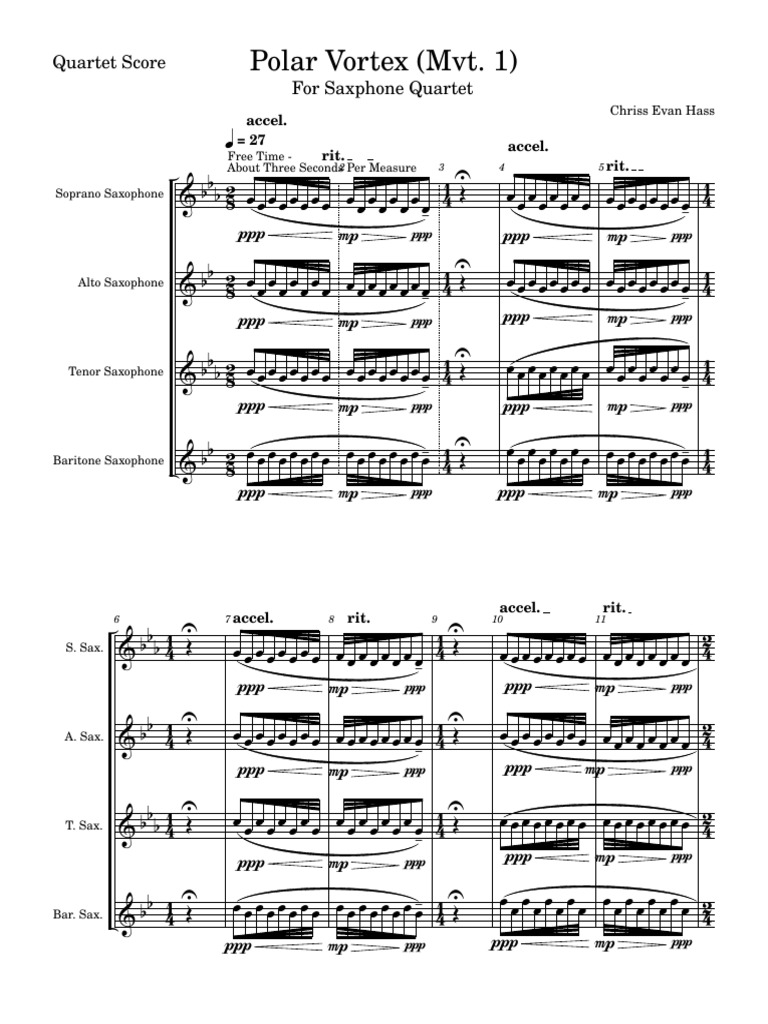 Polar Vortex for Saxophone Quartet | PDF | Elementary Organology ...