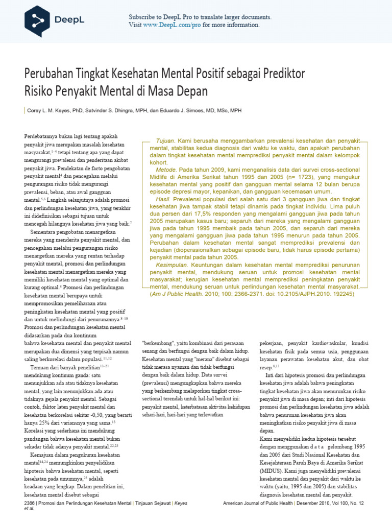 POSITIVE MENTAL HEALTH Id | PDF | Pengembangan Diri | Sains & Matematika