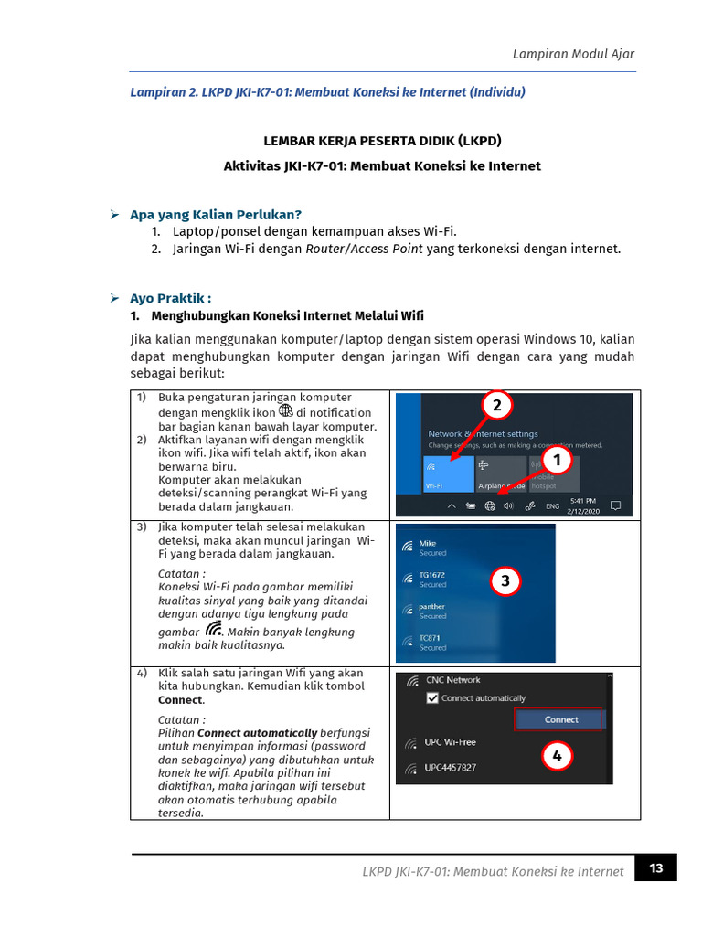 LKPD JKI-K7-01 - Membuat Koneksi Ke Internet | PDF