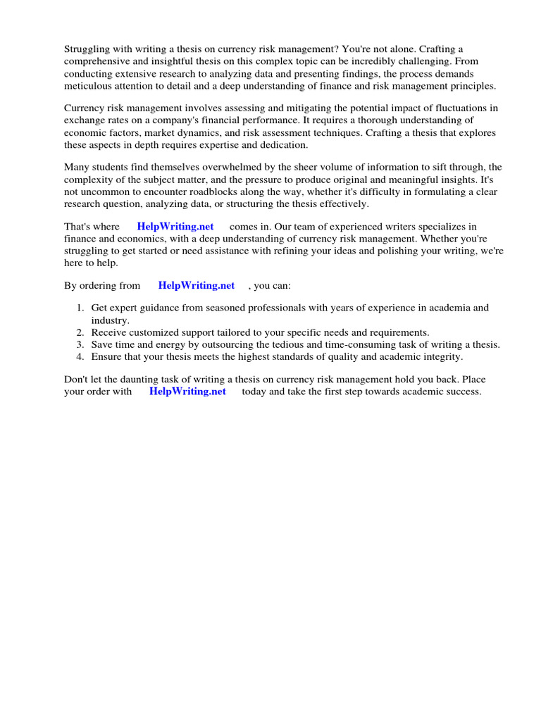 Thesis on Currency Risk Management | PDF | Financial Risk | Hedge (Finance)