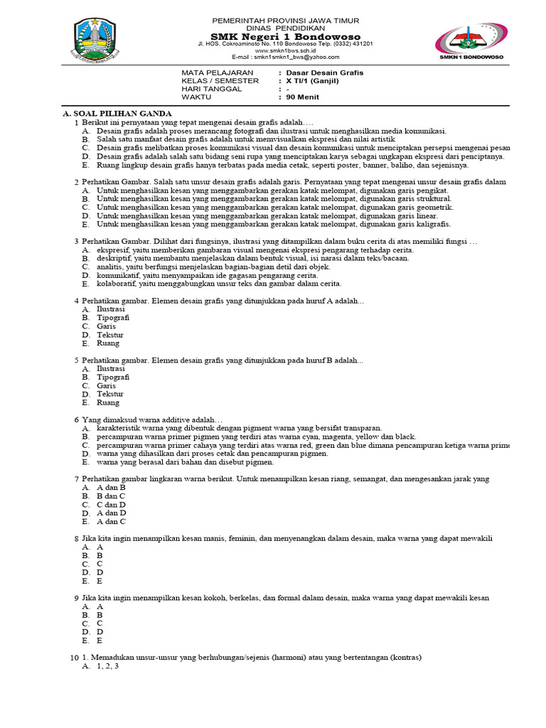Perangkat PTS Mapel Dasar Desain Grafis - Rev01 | PDF | Metode & Bahan Ajar
