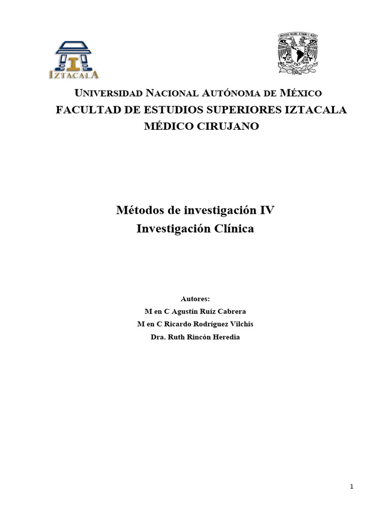 Programa Método IV Investigación Clínica 2024-2 | PDF | Evidencia basada en medicina | Cuidado ...