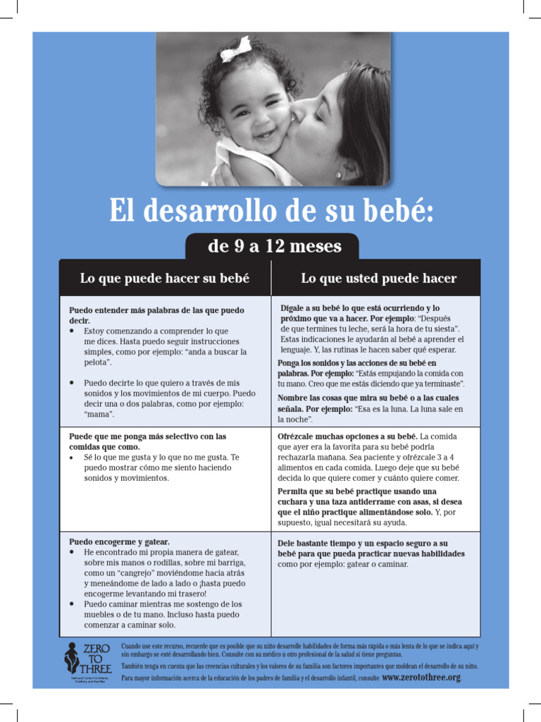 El Desarrollo de Su Bebe; De 9 a 12 Meses | PDF