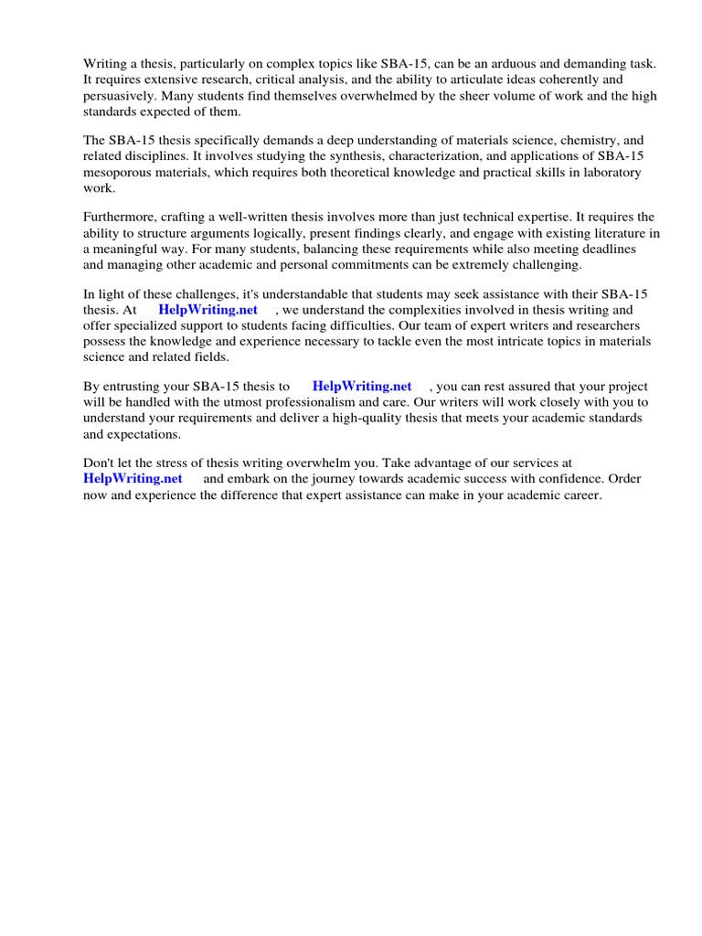 Sba 15 Thesis | PDF | Shock (Circulatory) | Essays