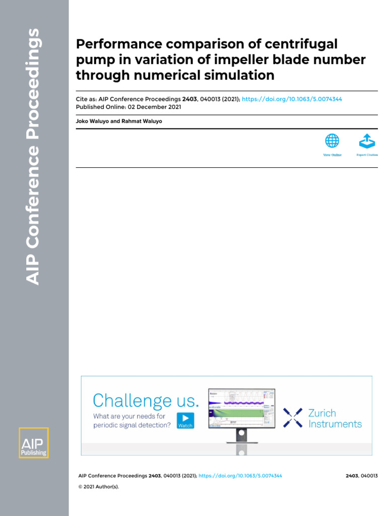 Performance comparison of centrifugal pump in variation of impeller ...