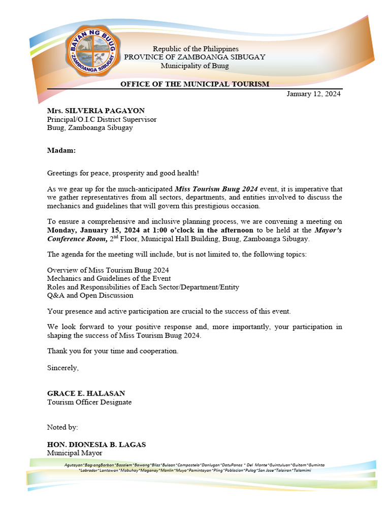 Letter to Convene a Meeting | PDF