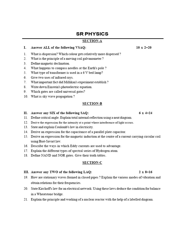 SR Physics | PDF | Inductor | Magnetic Field