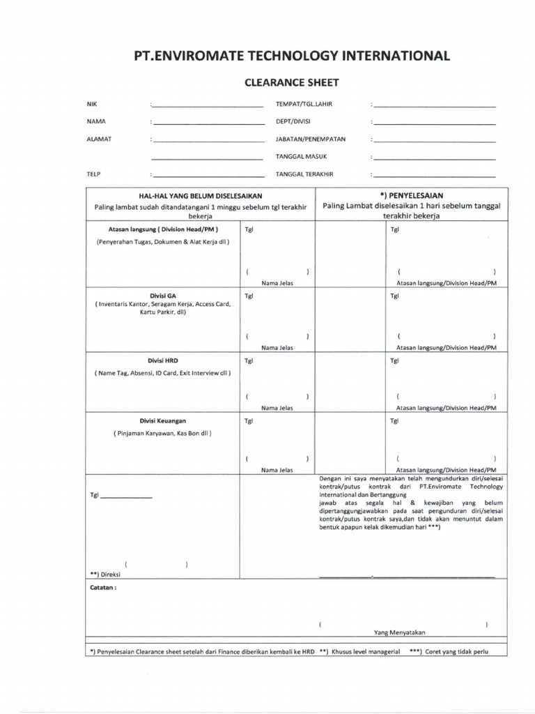 Exit Clearance | PDF