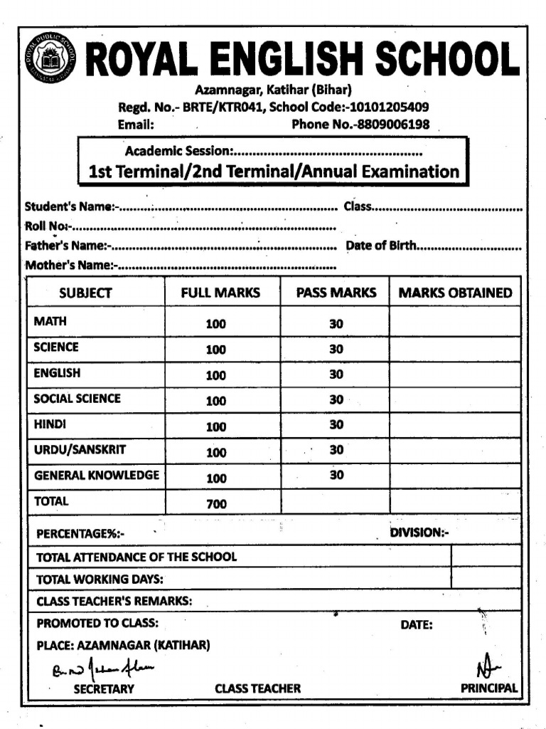 Markssheet 1to10 | PDF