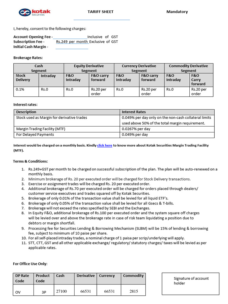 Trade Free Pro Tariff Sheet | Download Free PDF | Margin (Finance) | Stocks